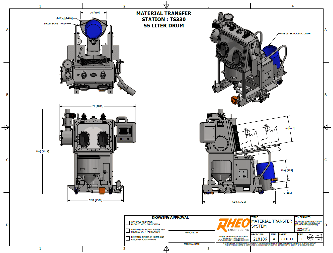 Material Transfer Station Drum to Drum Transfer with Open Containment
